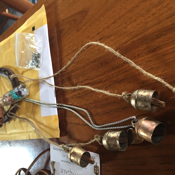 RUSTIC FARMHOUSE BELLS - 5 Rough Hewn Gold Bells W/ Wooden Clappers in ...