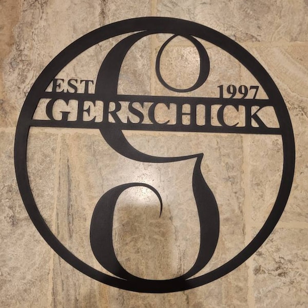 Last Name Sign EST Initial Sign, Personalized Family Name Metal, Metal ...