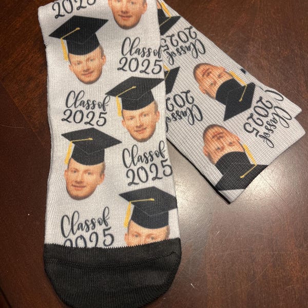Custom Graduation Socks, Custom Face Socks, Graduation Gift for Him ...