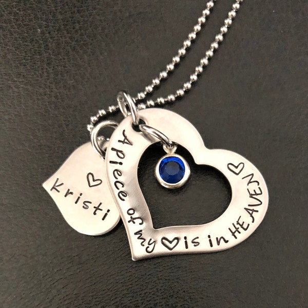 Personalized Memorial Necklace - Two Pieces of My Heart Are in Heaven ...