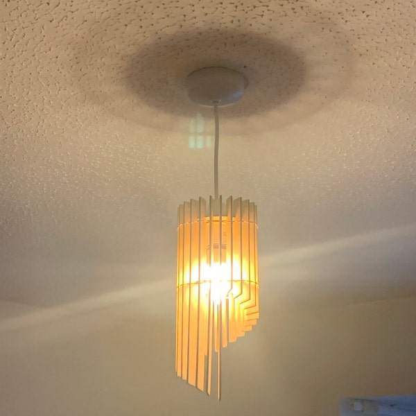 Tube Pendant Light Shade / Lamp Shade Kit in Birch Wood, 29-37cm Tall ...