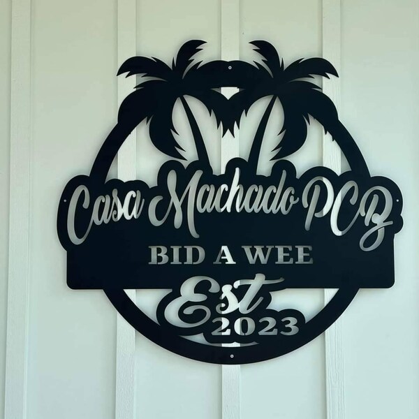Custom Metal Palm Tree Sign, Pool Sign, Outdoor Patio Sign - Etsy