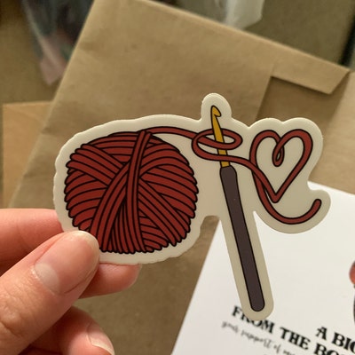 Crochet Sticker Yarn Heart Sticker Crochet Vinyl Sticker Waterproof ...