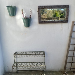 3 Tier Stepped Large Metal Verdigris (reddish Green) Decorative Plant ...