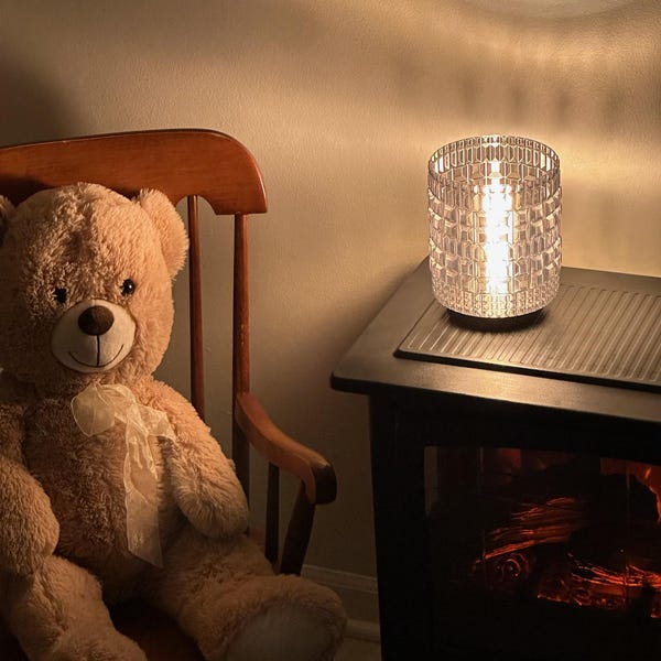 Cozy Amber Table Lamp, Crystal Unique Desk Light, Housewarming, Bedside ...