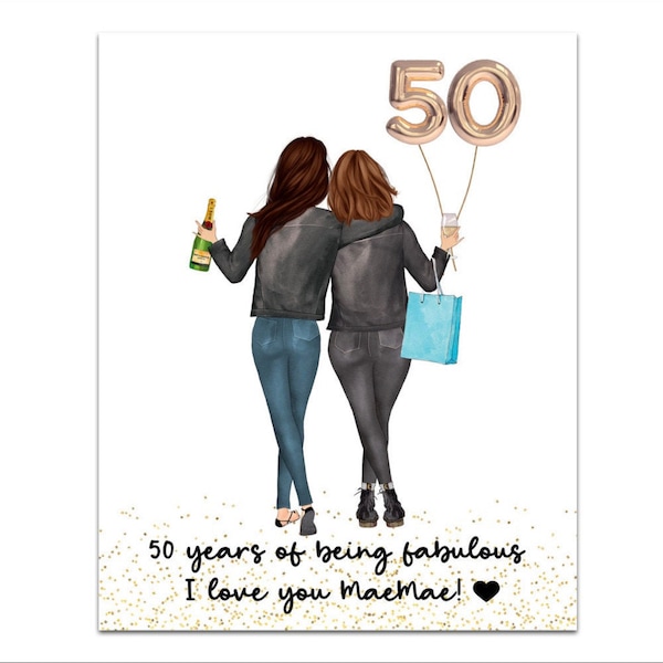 50th Birthday Best Friend, 50 Years of Being Fabulous, 50 Birthday Gift ...