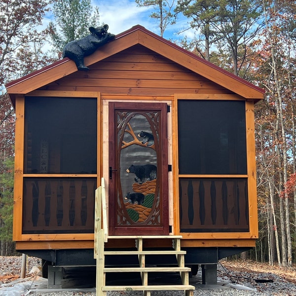 Rustic Bear Family Screen Door With Pine Veneer Art - Etsy