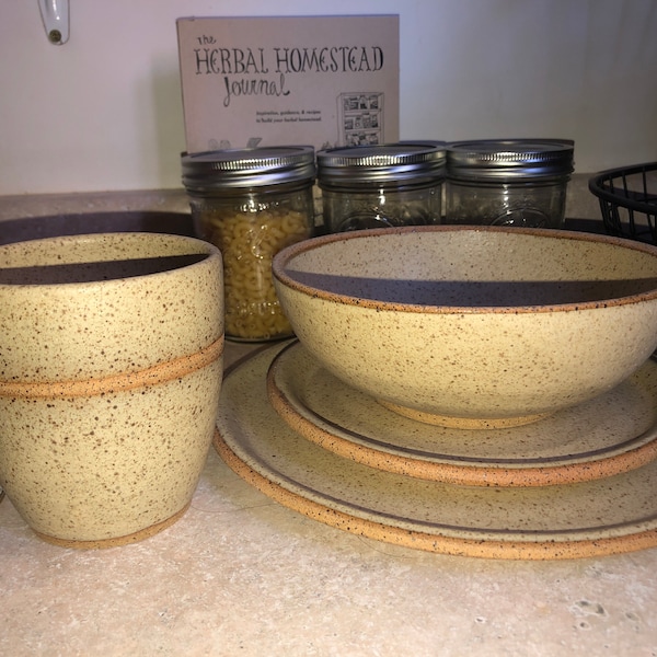 Handmade Ceramic Dinnerware Set: Dinner Plate, Salad Plate, Cereal Bowl ...