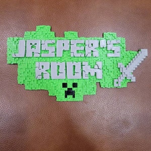 Minecraft Pickaxe 3D Door Sign Personalized Name Custom Kids Bedroom ...