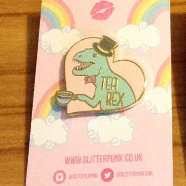 Tea Rex T-rex Hard Enamel Pin Badge Tyrannosaurus Rex Pin Trex Tea Pin ...
