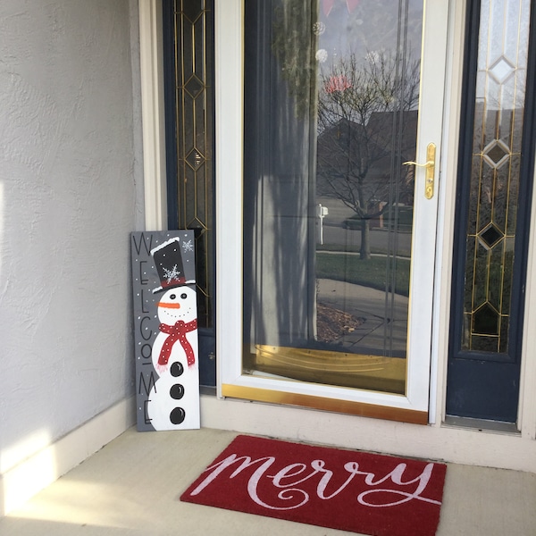 Welcome Snowman Porch Sign, Winter Porch Sign, Christmas Porch Sign ...