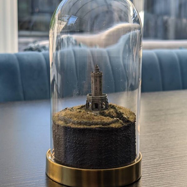 Glass Dome Diorama - Miniature Peel Tower on Wooden Base - Etsy UK