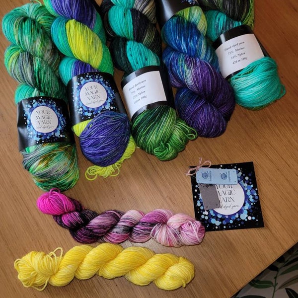 Super Soft Merino, Hand Dyed Yarn , Gray and Purple, 300m in 100 Grams ...