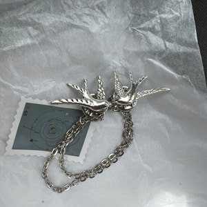 Bronze Collar Pin With Leaves and Chains, Lapel Pin Elegant Gothic ...