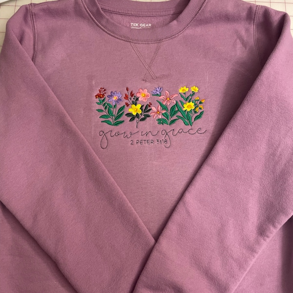Grow in Grace Embroidery Design, Flowers Embroidery File, 3 Sizes ...