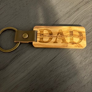 Father's Day Gift, Personalized Wood Dad Keychain With Children Names ...
