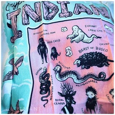 Cryptid Indiana Souvenir Towel Screen Printed 100% Cotton - Etsy