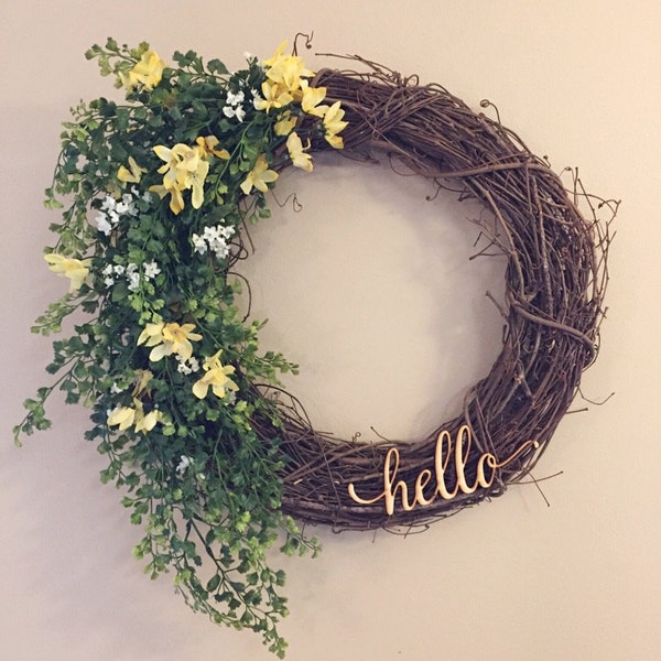 Hello Script Wood Sign -wood Sign Art, Wooden Hello, Hello Sign, Laser ...