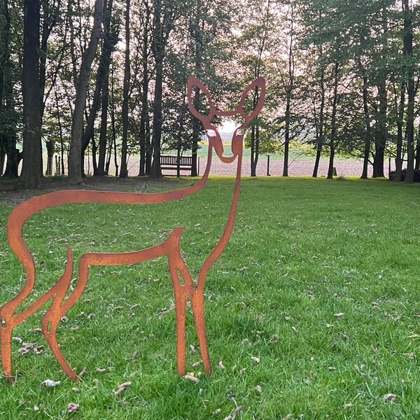 Stag Sculpture - Red Stag Sculpture Rust Patina - Animal Garden ...