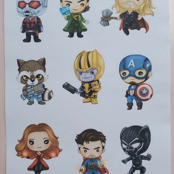 Superhero Super Heroes Avengers Sticker Sheet Chibi - Etsy