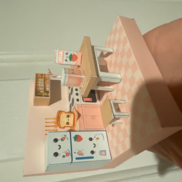 Strawberry Milk Kitchen. Papercraft Diorama Printable - Etsy