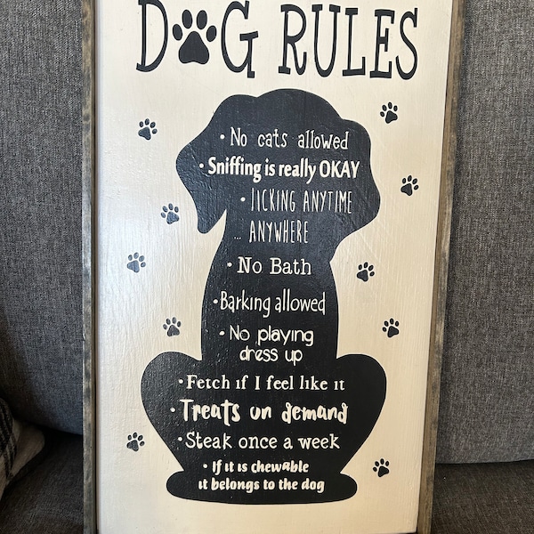 Funny Dog Rules SVG, Funny Pet Sign Svg, Dog Silhouette, Paws Graphic ...