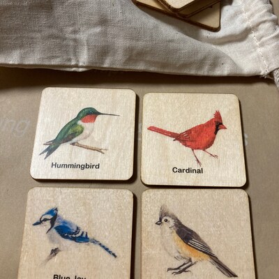 Wooden Birds Memory Game, Montessori Toys, Wood Animals Matching Cards ...