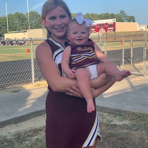 Maroon & White Cheer Uniform, Customized Cheerleading Uniform, Girls ...