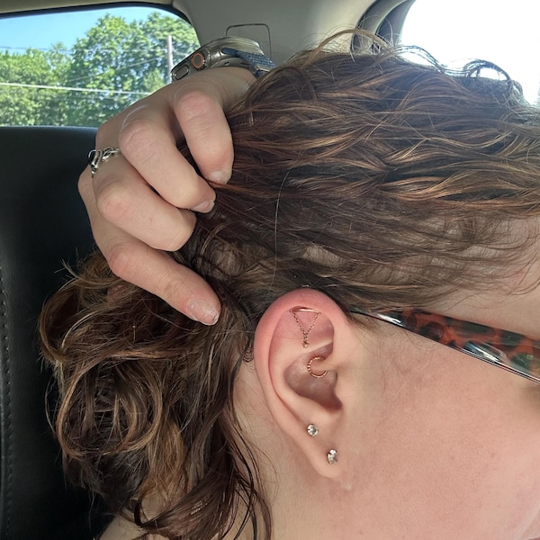 16G Dangle Cartilage Earring Stud/hidden Helix Piercing/conch Piercing ...