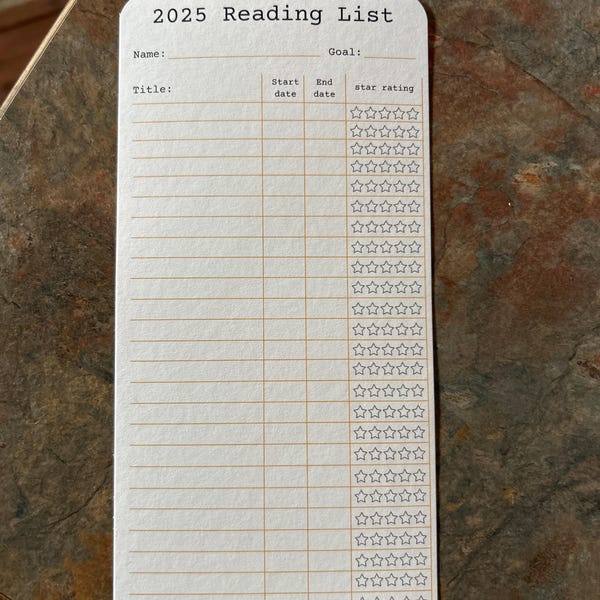 2025 Reading List Bookmark - Etsy