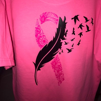 Breast Cancer Zentangle Svg Ribbon Feather and Birds SVG Breast Cancer ...