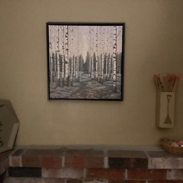 Framed Canvas Tryptic Wall Art Set, Abstract Forest Tree Art Prints ...