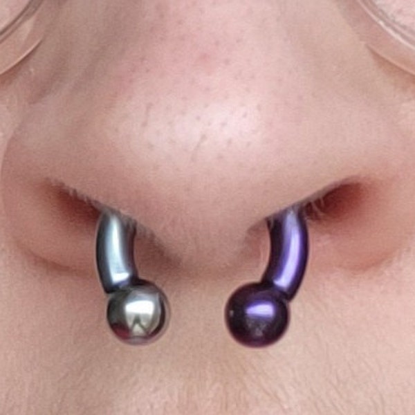 Half DARK PURPLE / SILVER (4G, 5G, 6G, 7G, 8G, 10G, or 12G) Anodized ...