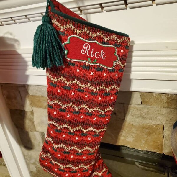 Christmas Stocking NAME PATCH - 5" X 2" Custom Personalized Iron on or ...