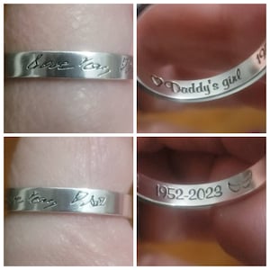 Memorial Handwriting Ring Actual Handwriting Band Ring Eternity Ring ...