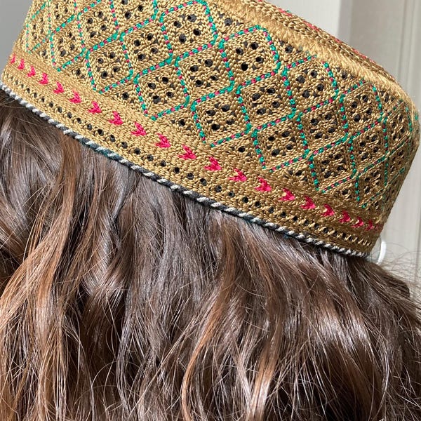 Traditional Embroided Afghan Cap With Headpiece Jewelry. Free Shipping ...