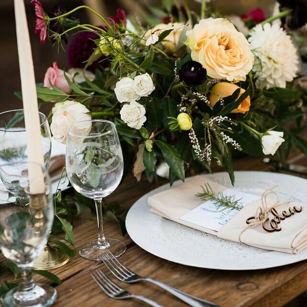Wooden Laser Cut Place Names – Rustic Wedding Table Decorations ...