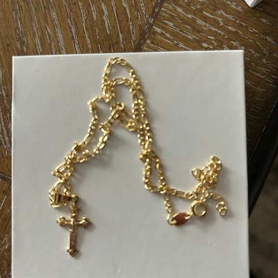 18K Baby Cross Necklace,rope Chain With Cross,kids Gold Cross Necklace ...