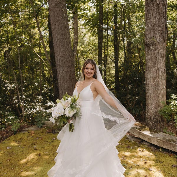 Classic 2 Tier Lace Edge Veil | Soft Tulle Design for Brides - Etsy