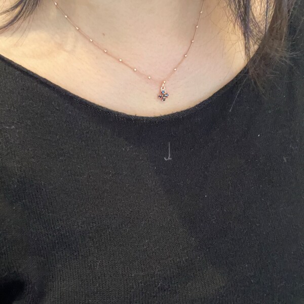 Black Cross Necklace, Satellite Rose Gold Filled Necklace, Black Cubic ...