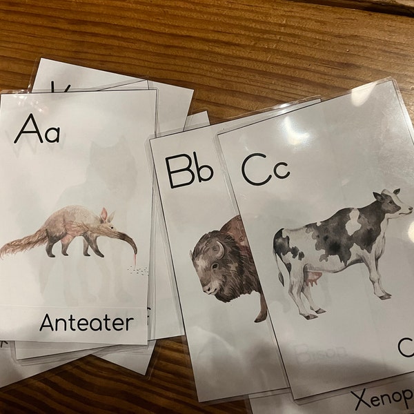 Alphabet Match Game | Cursive Puzzle Game | Watercolor Animal Alphabet ...