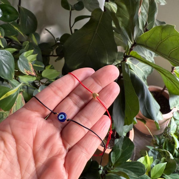 Evil Eye Necklace, Black Cord String Necklace, Evil Eye Nazar Pendant ...