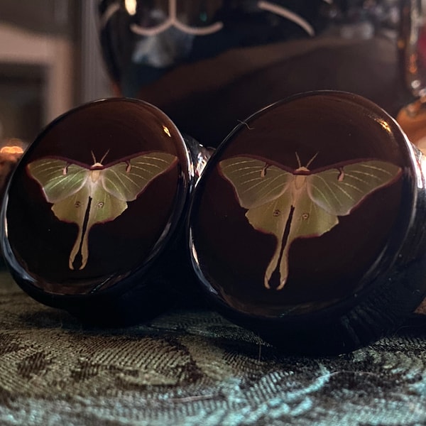 Luna Moth Ear Plugs/ Gauges for Stretched Ears. Double Flared. 1 Pair ...
