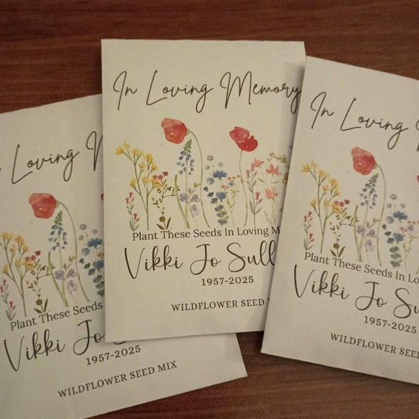 In Loving Memory Wildflower Seed Packet, Memorial Favor, Funeral Packet ...