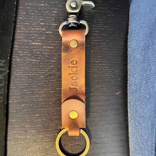 Personalized Leather Keychain, Customized Keyfob, Leather Keychain With ...