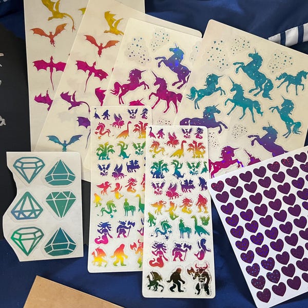 Micro Mythical Creature Stickers Clear Holographic Stickers Mythology ...