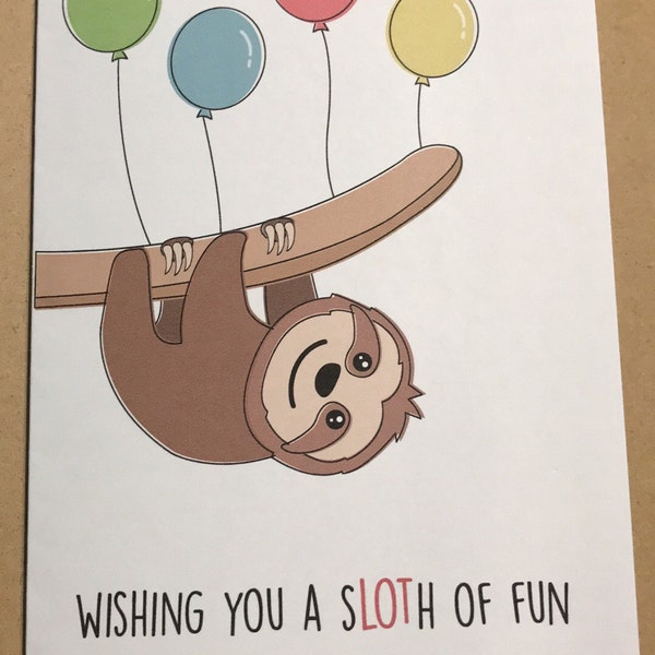 Sloth Birthday Card, Funny Birthday Card, Birthday Card for Kids ...