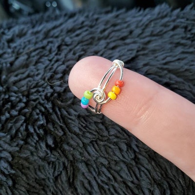 Silver Fidget Ring / Worry Ring / Rainbow Fidget Ring / Worry - Etsy