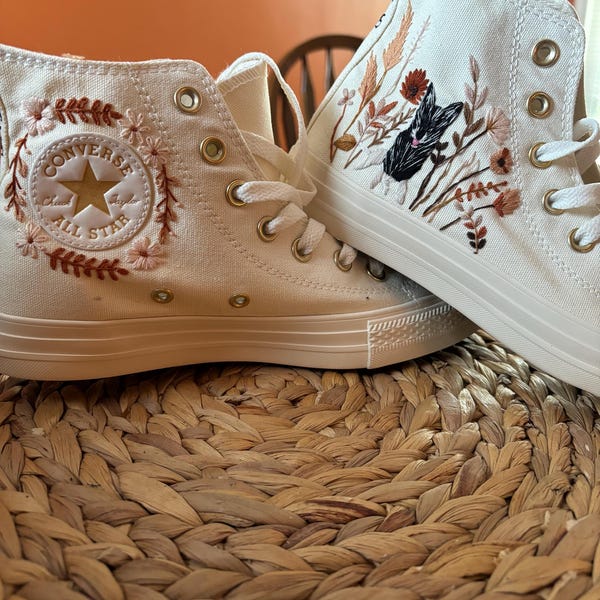 Custom Embroidered Converse Platform Sneakers: Shark Ocean Design - Etsy