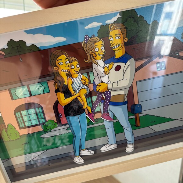 Custom Simpsons Family Couple Portrait From Photo, Yellow Cartoon ...